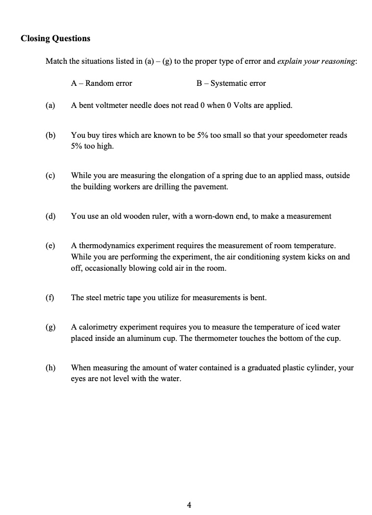 Solved (7) ﻿Class ResultsNote: below are listed values from | Chegg.com