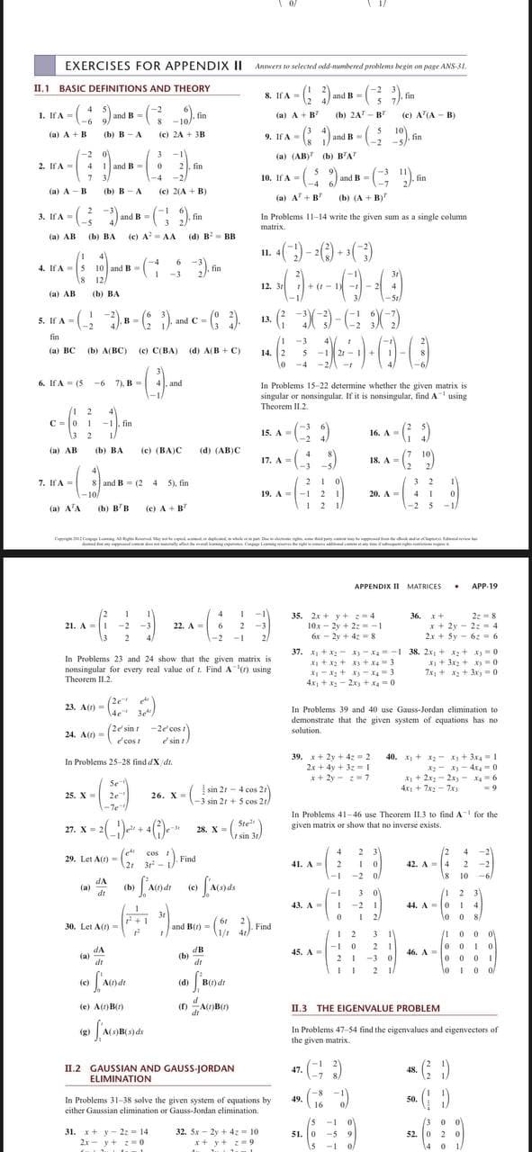 Solved -69/ EXERCISES FOR APPENDIX II Answers a soled | Chegg.com