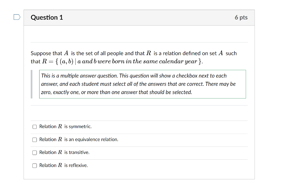 Solved Suppose that A is the set of all people and that R is | Chegg.com