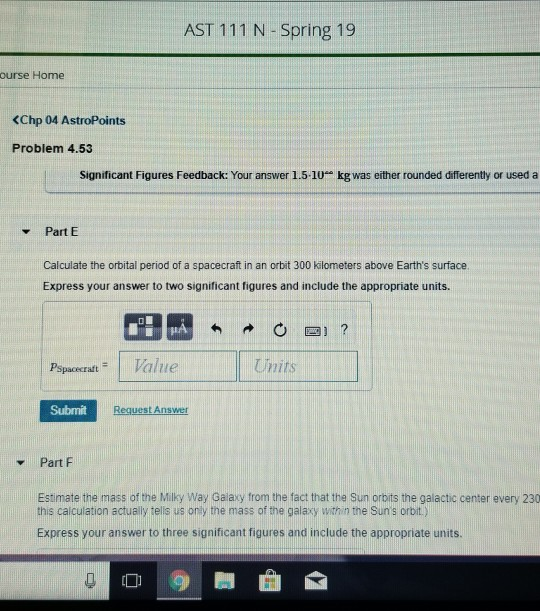 Solved AST 111 N-Spring 19 ourse Home Provide Feedback up | Chegg.com