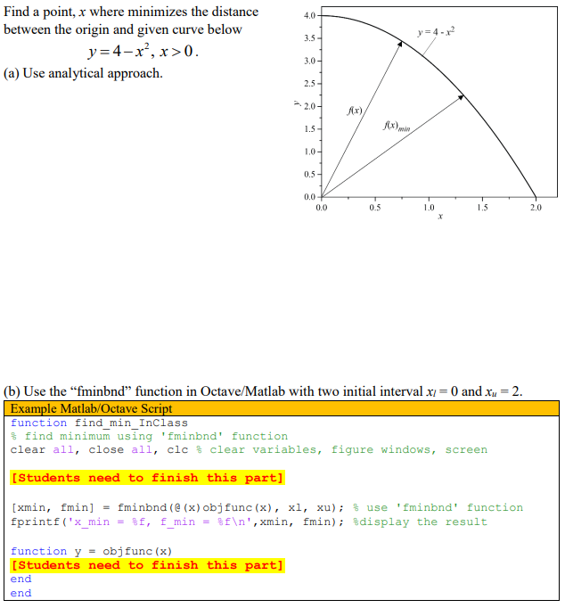 Solved = 4- 2 Find a point, x where minimizes the distance | Chegg.com