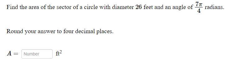 Solved 77 radians. Find the area of the sector of a circle | Chegg.com
