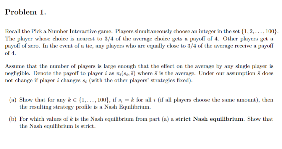Recall the Pick a Number Interactive game. Players | Chegg.com