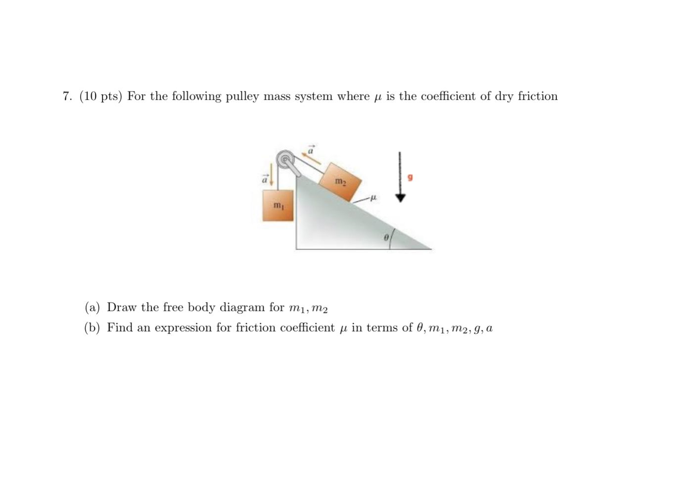 Solved (10 ﻿pts) ﻿For the following pulley mass system where | Chegg.com