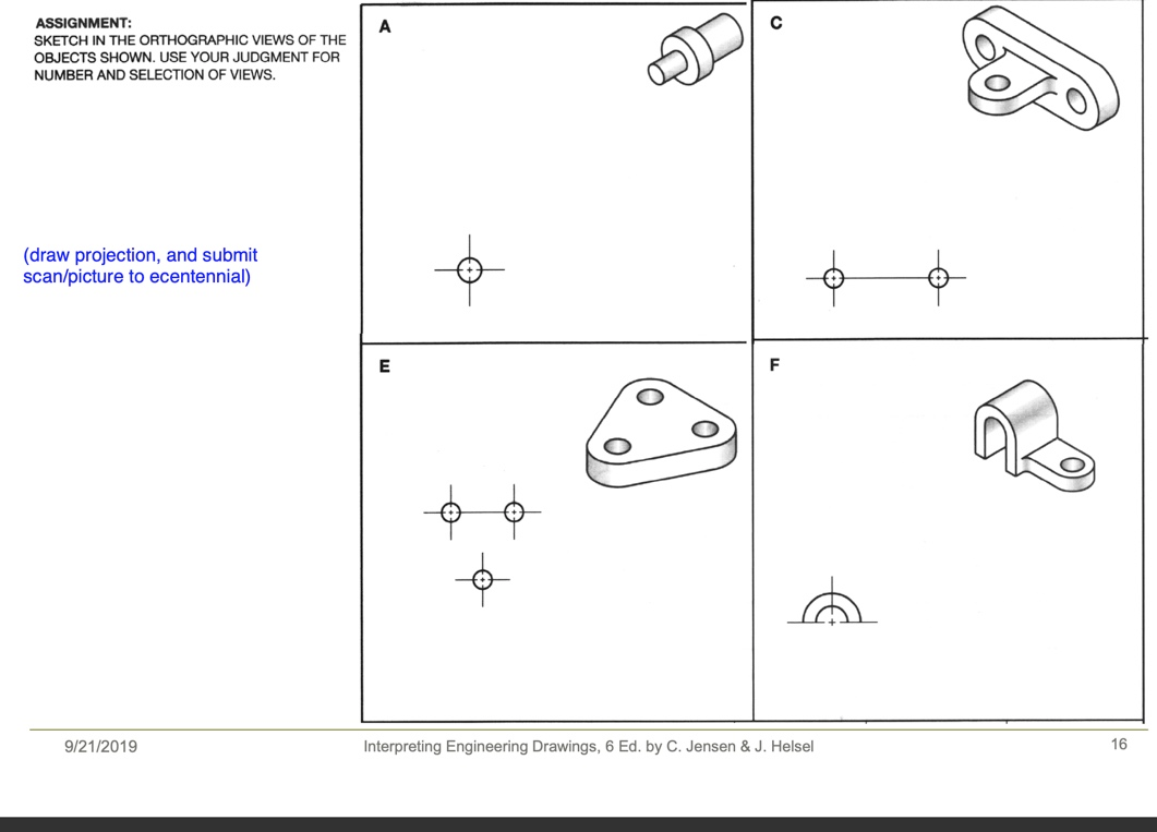 Solved А с ASSIGNMENT: SKETCH IN THE ORTHOGRAPHIC VIEWS OF | Chegg.com