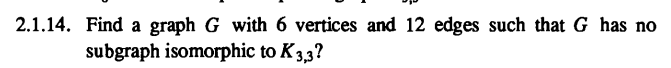 find the graph G with 6 ﻿vertices and 12 ﻿edges such | Chegg.com