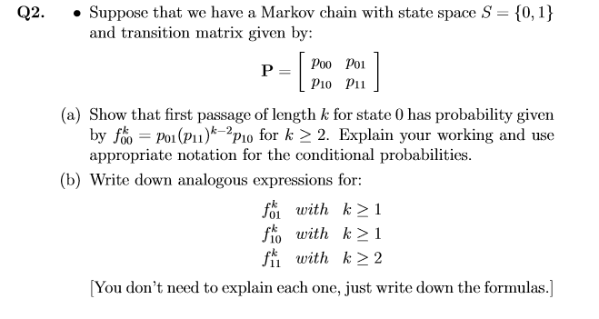 Q2. Suppose that we have a Markov chain with state | Chegg.com