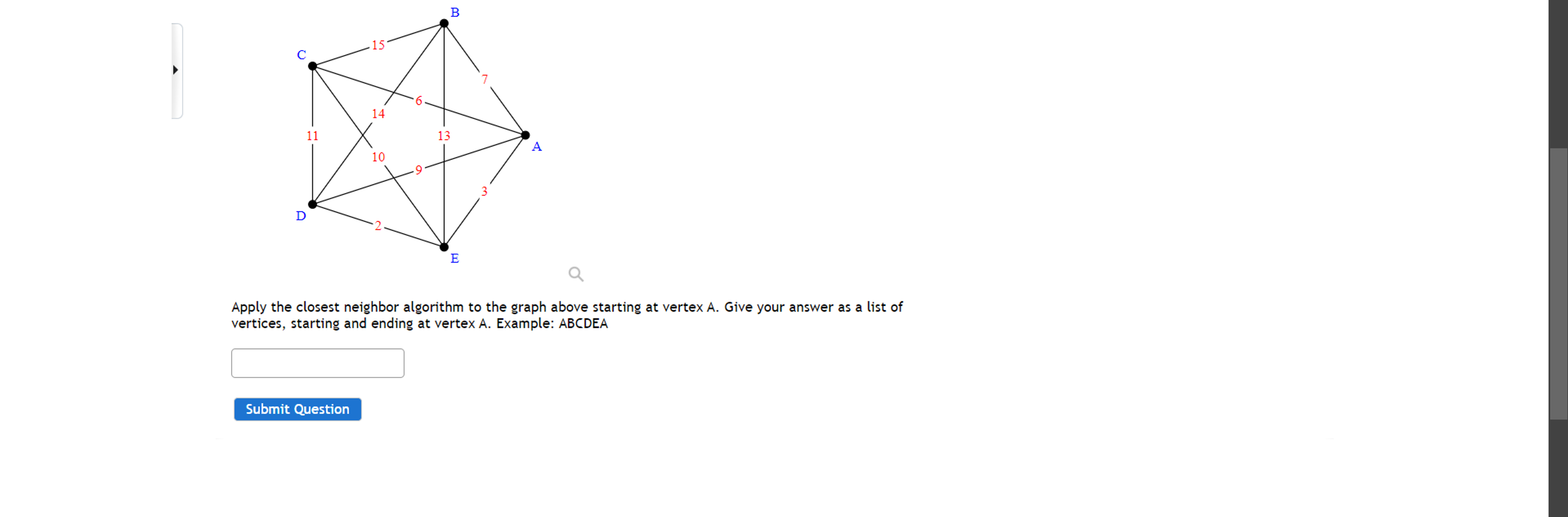 Solved Apply the closest neighbor algorithm to the graph | Chegg.com