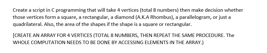 Solved Create a script in C programming that will take 4 | Chegg.com