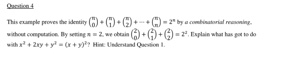 Solved Question 4 + + This example proves the identity (%) + | Chegg.com