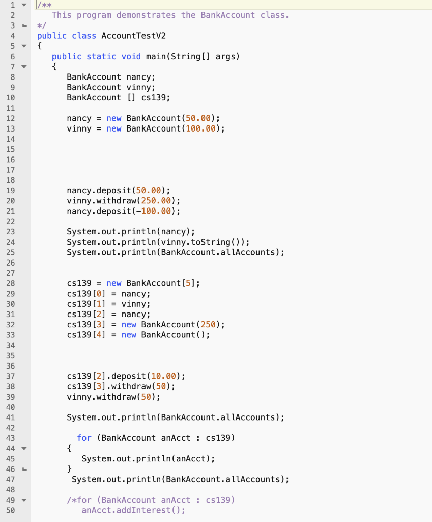 The BankAccount class simulates a bank account. | Chegg.com