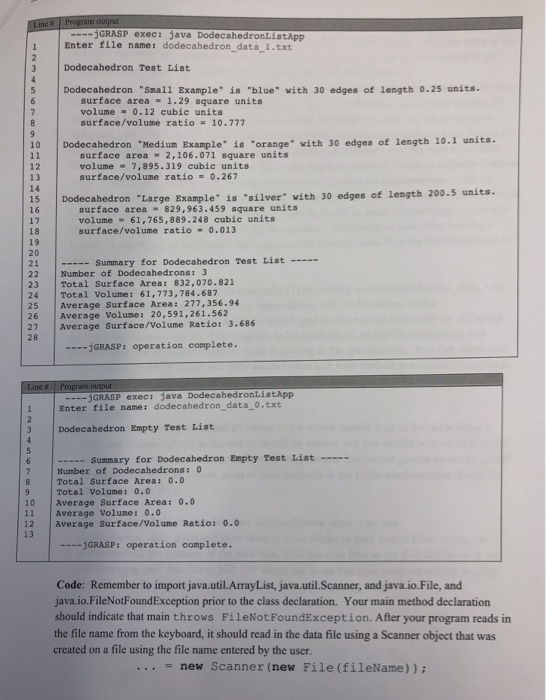 Solved DodecahedronList.java Requirements: Create a | Chegg.com