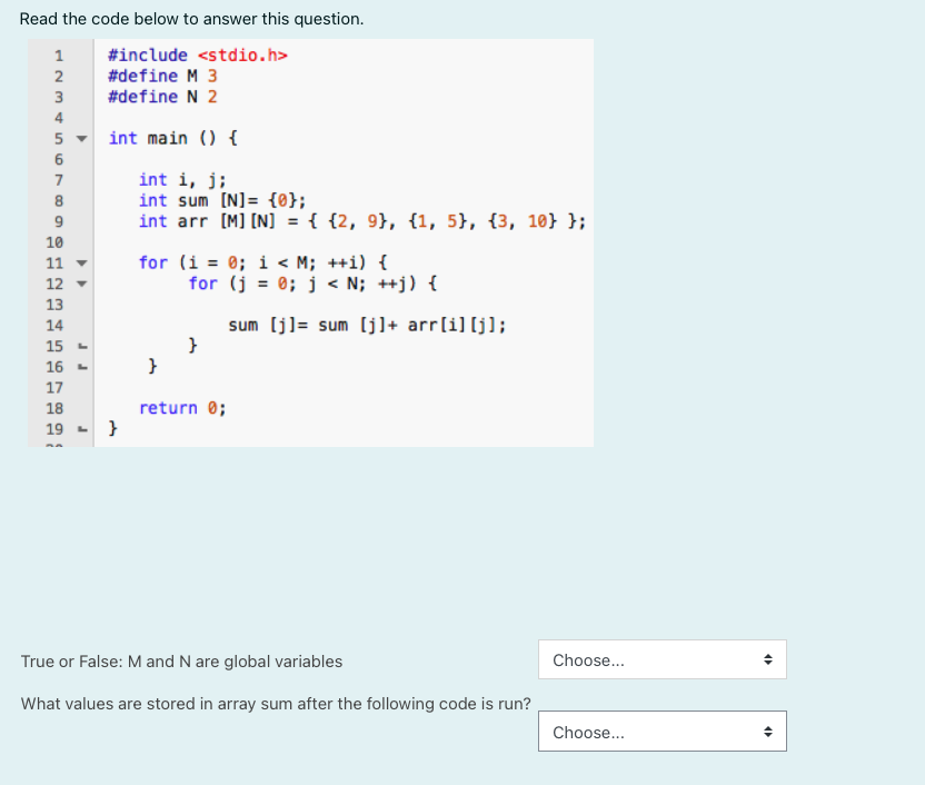 Solved 01 U AWN Read the code below to answer this question. | Chegg.com