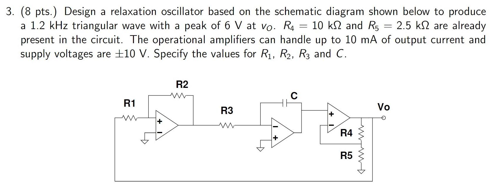 Solved 3. (8 pts.) Design a relaxation oscillator based on | Chegg.com