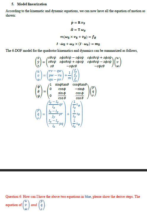 5. Model linearization According to the kinematic and | Chegg.com