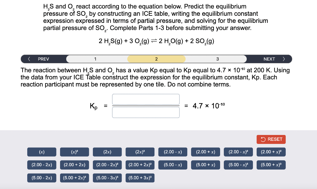 Solved H2 S and O2 react according to the equation below. | Chegg.com