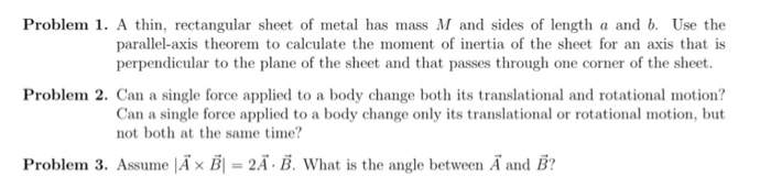 Solved A thin, rectangular sheet of metal has mass M and | Chegg.com