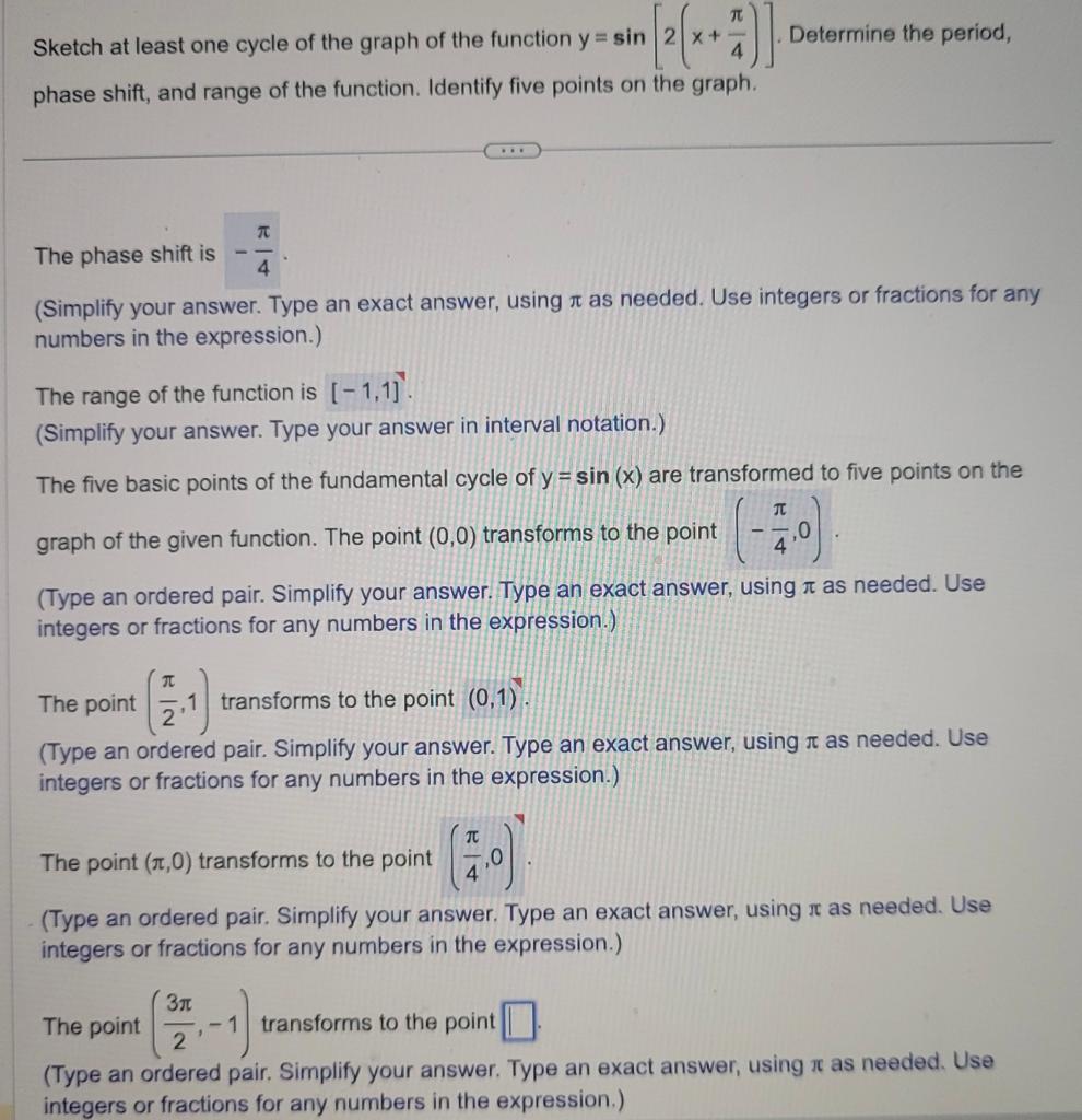 Solved Sketch at least one cycle of the graph of the | Chegg.com