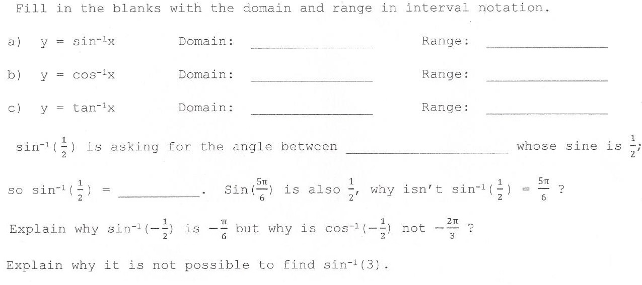 Solved Fill in the blanks with the domain and range in | Chegg.com