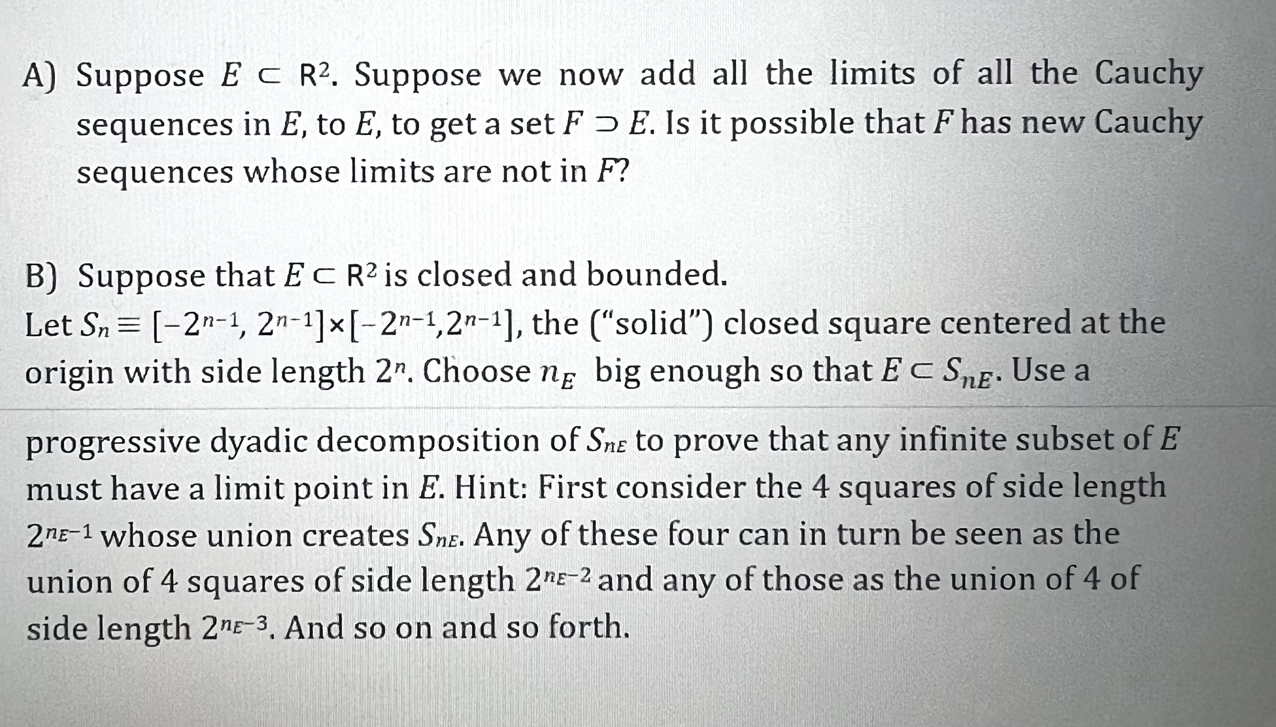 A) Suppose E⊂R2. Suppose we now add all the limits of | Chegg.com