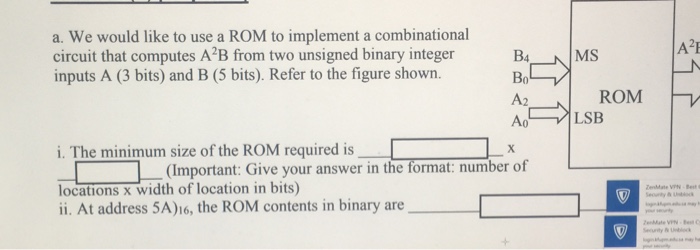 Solved a. We would like to use a ROM to implement a | Chegg.com
