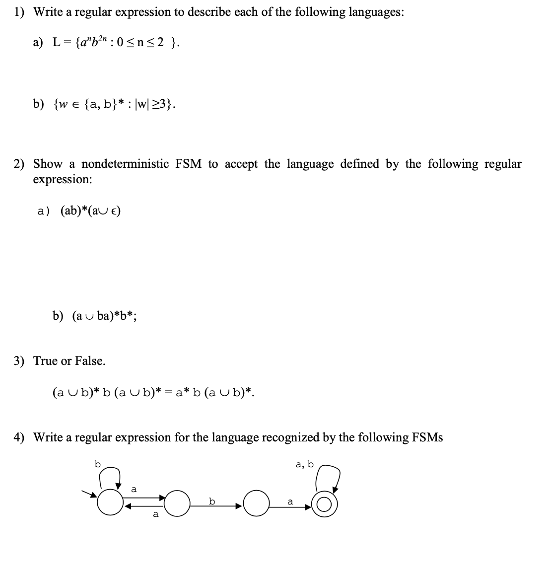 Solved 1) Write a regular expression to describe each of the | Chegg.com