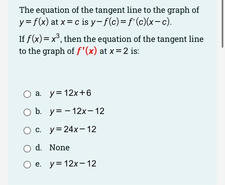 Solved The equation of the tangent line to the graph of | Chegg.com