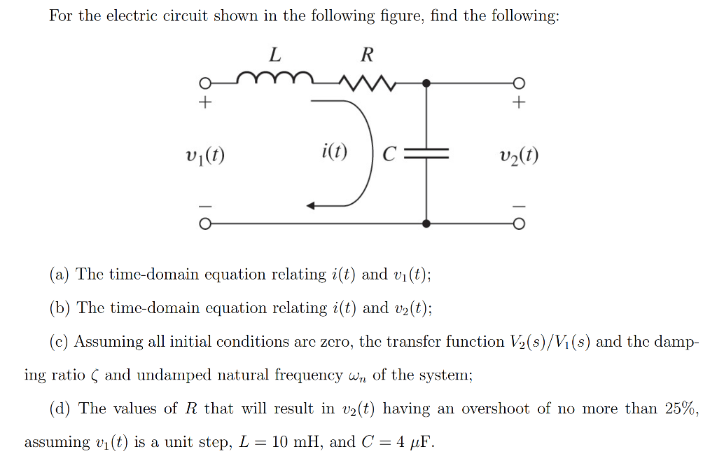 Solved For the electric circuit shown in the following | Chegg.com