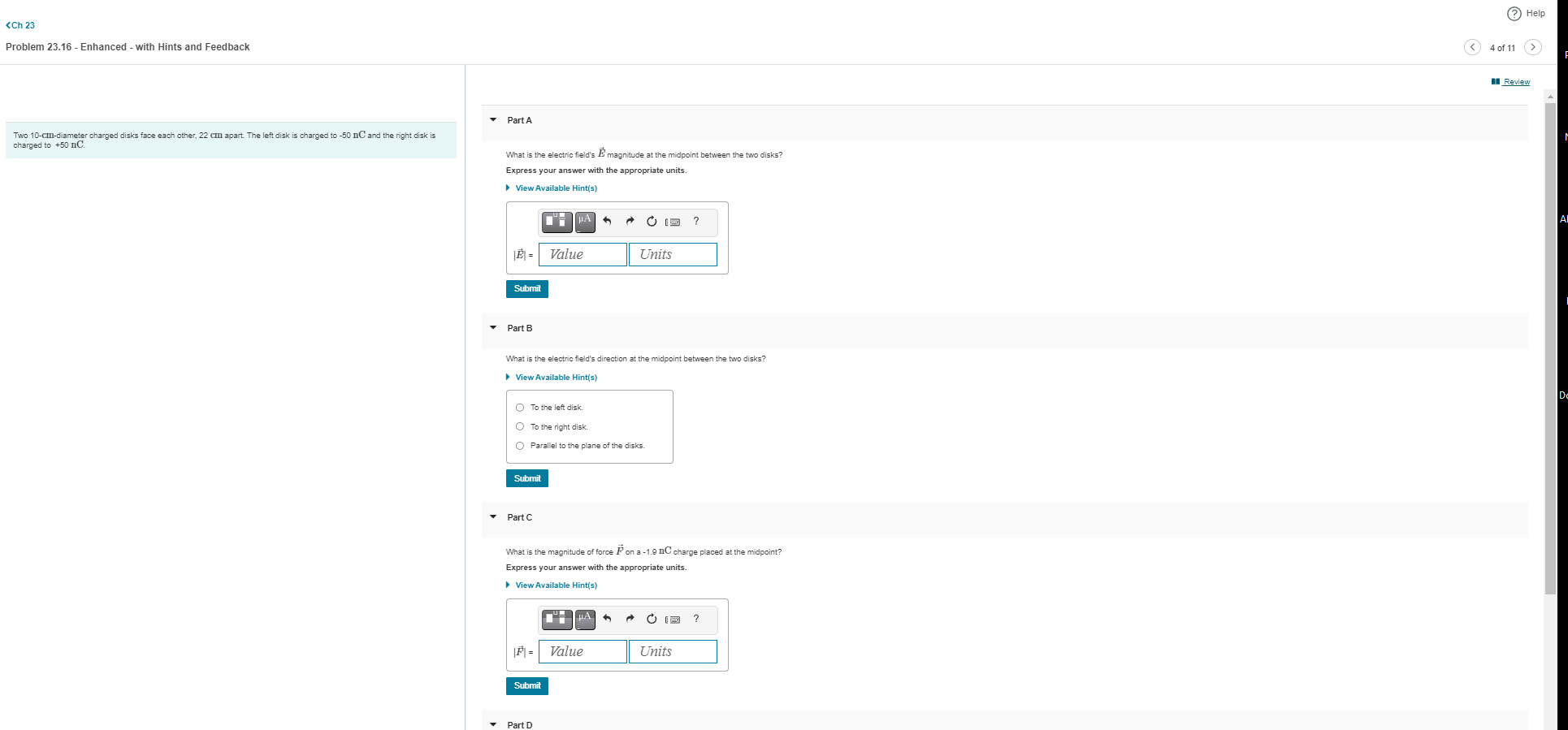 Solved Problem 23.16 - ﻿Enhanced - ﻿with Hints and | Chegg.com
