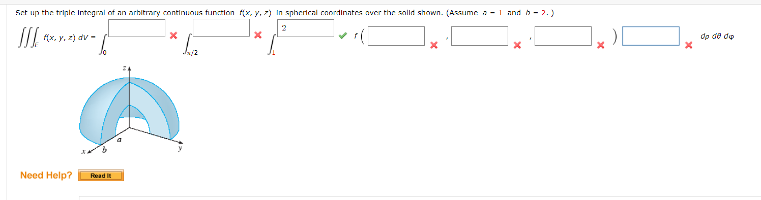 Solved Set up the triple integral of an arbitrary continuous | Chegg.com