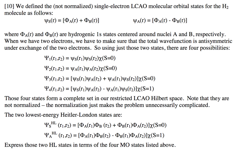 Solved [10] We Defined The Not Normalized Single Electron