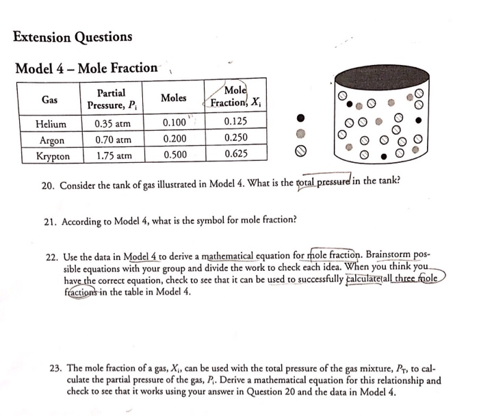 Solved Extension Questions Model 4- Mole Fraction Mol | Chegg.com