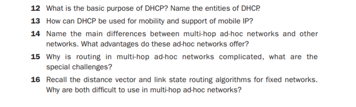Solved 12 What is the basic purpose of DHCP? Name the | Chegg.com