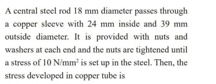Solved A central steel rod 18 mm diameter passes through a | Chegg.com