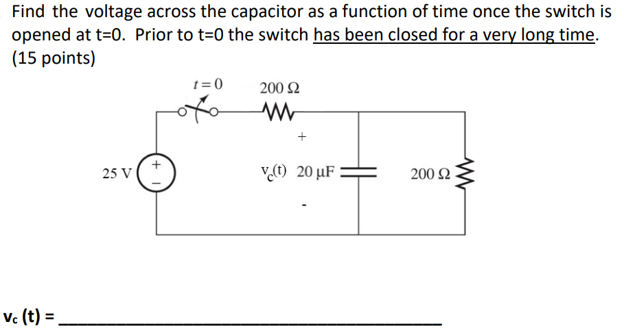 Solved Find the voltage across the capacitor as a function | Chegg.com