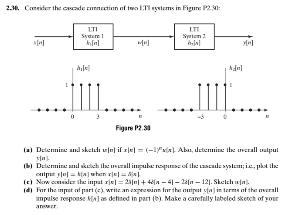 Solved 2.30. Consider the cascade connection of two LTI | Chegg.com