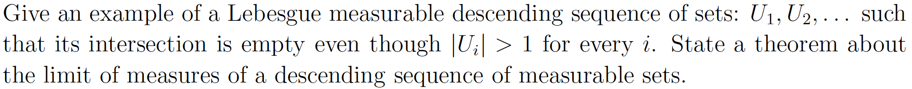 Solved 2 Give an example of a Lebesgue measurable descending | Chegg.com