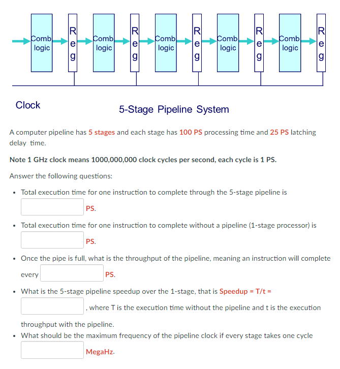 Solved Clock 5-Stage Pipeline System A computer pipeline has | Chegg.com