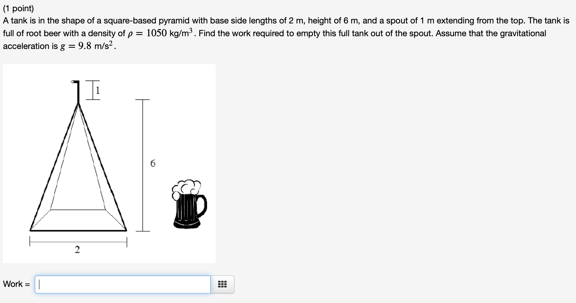 Solved (1 point) A tank is in the shape of a square-based | Chegg.com