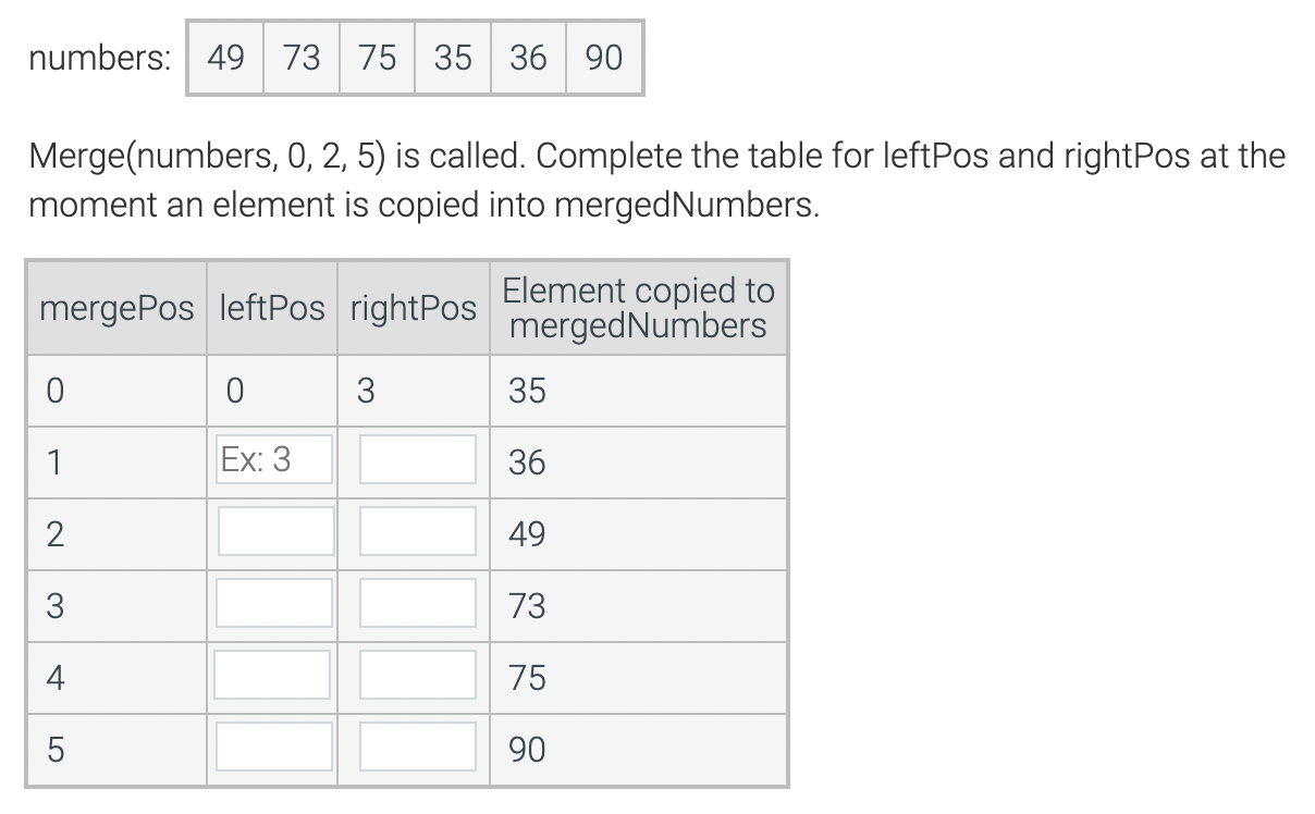 Solved numbers:Merge(numbers, 0,2,5 ) ﻿is called. Complete | Chegg.com