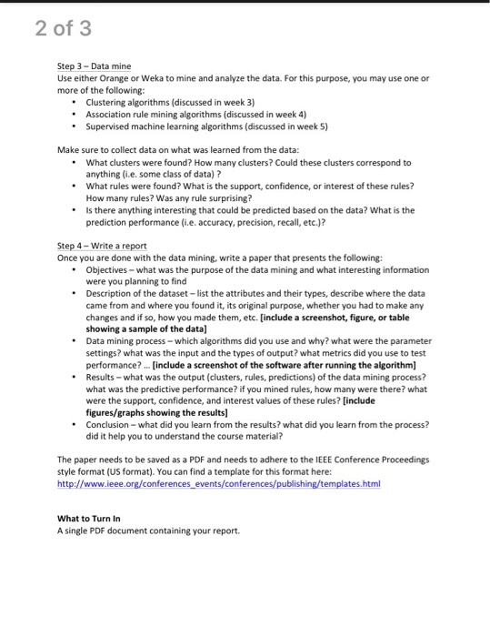 Solved 70-510: Introduction to Data Mining and Analytics | Chegg.com