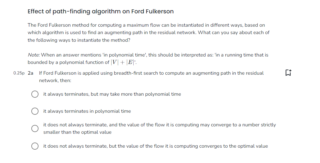 Solved Effect of path-finding algorithm on Ford Fulkerson | Chegg.com