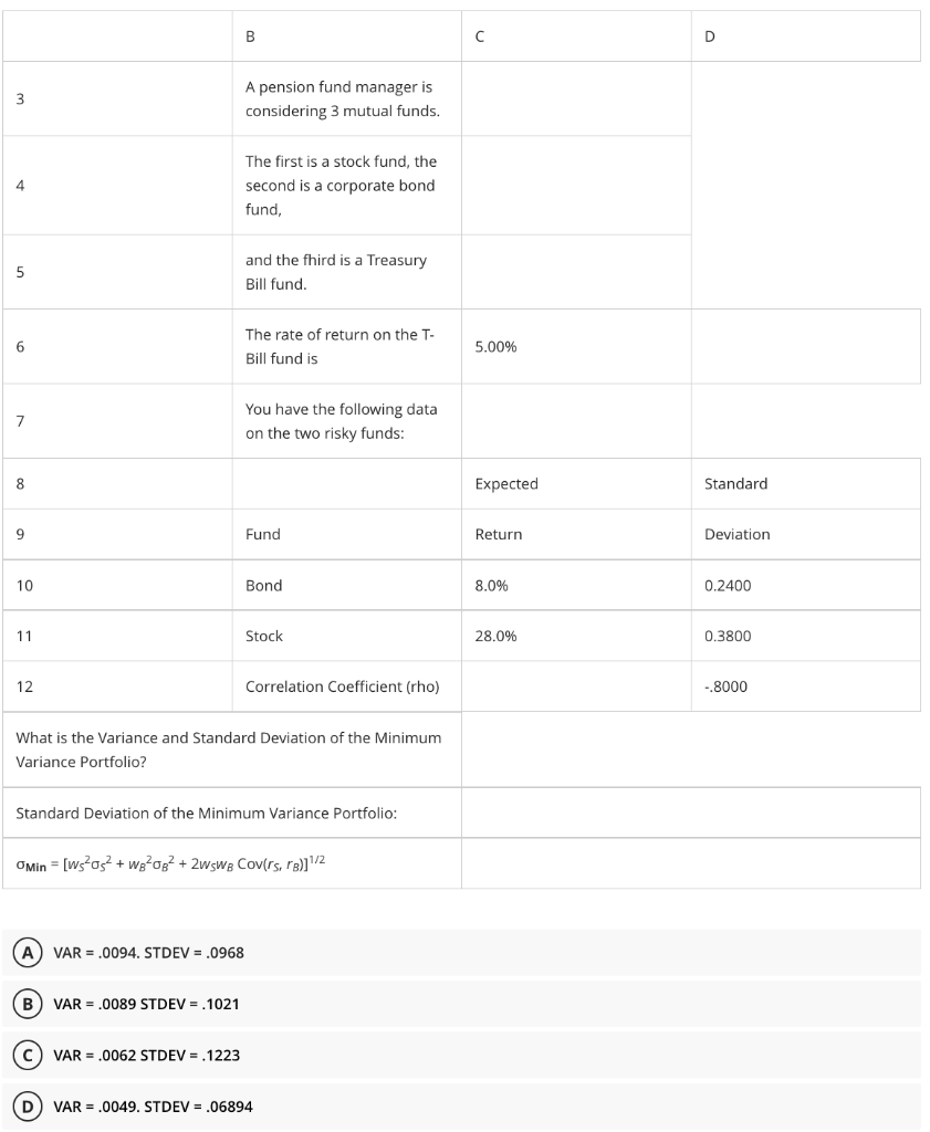 (D) VAR =.0049. STDEV =.06894 | Chegg.com