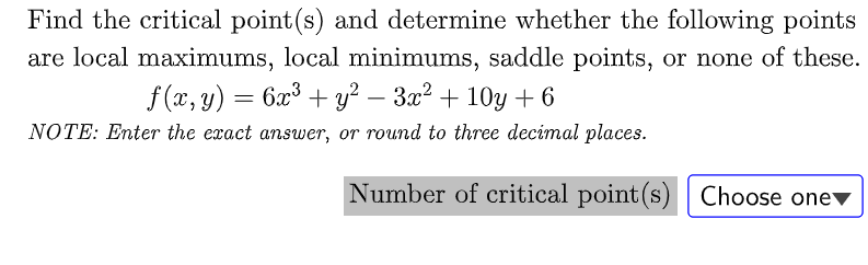 Solved Find the critical point(s) and determine whether the | Chegg.com