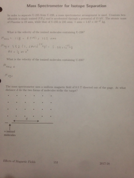 Solved Mass Spectrometer for Isotope Separation In order to | Chegg.com