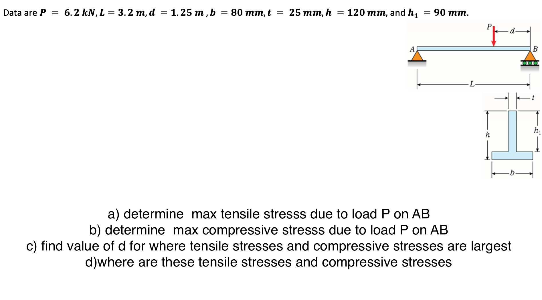 Solved by an EXPERT a) ﻿determine max tensile stresss due to load \( ﻿P | Chegg.com