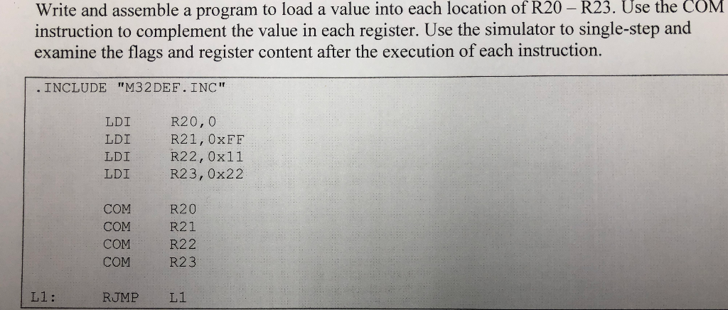 Write and assemble a program to load a value into | Chegg.com