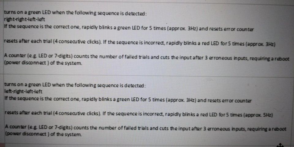 Solved turns on a green LED when the following sequence is | Chegg.com