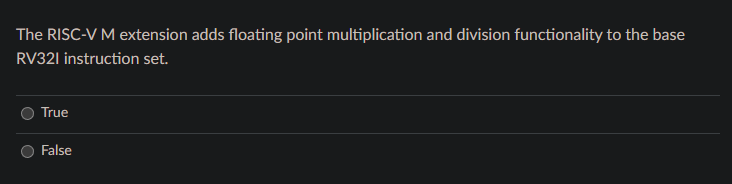 Solved The RISC-V M extension adds floating point | Chegg.com