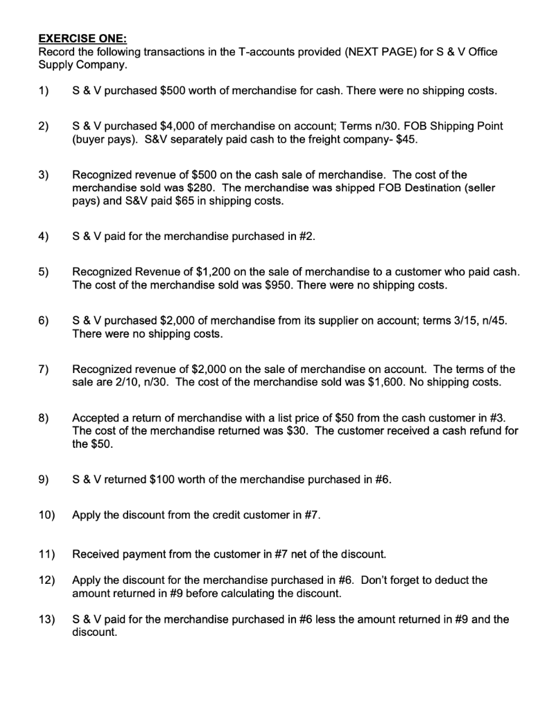 Solved ACG 2021 - CHAPTER 4 - EXERCISE INVENTORY | Chegg.com
